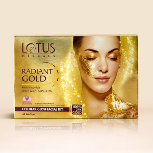 LOTUS HERBALS Radiant Gold Cellular Glow Salon Grade 4 Facial Kit ...