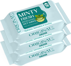 ORIGINATE Minty Fresh Refreshing? Wet Wipes for Easy Makeup, Excess Oil ...
