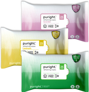 Puright Refreshing Wet Wipes (Lavender, Lemon & Cucumber + Aloe ...