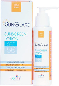colors life sciences Sunglare Sunscreen Lotion SPF 50++ Protection ...