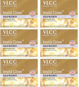 VLCC Insta Glow Gold Bleach For Instant Fairness & Glowing Skin (Pack ...