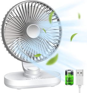 LACCO USB TableFansFolding Rechargeable Fan LED Light And ...