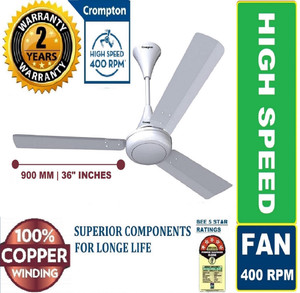 Crompton SUPER HIGH SPEED 400 RPM 51 Watts Energy Saver 100% COPPER ...