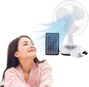 DRUMSTONE Solar-Powered Rechargeable Fan with 2 Speeds 3 Blade Table ...