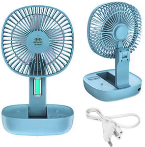 RENMAX Foldable Rechargeable AC/DC Mini Fan Plastic 130 mm 5 Blade ...