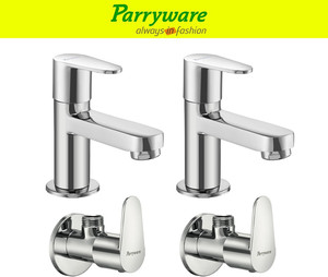 Parryware Uno Pillar Tap with Angle tap for Wash Basin, set of 2 pic ...