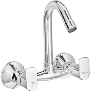 CERA - Sink Mixture (Wall Mounted) with 165 MM (6.5") Long Swivel Spout ...