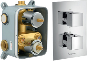 Parryware Square 3 way Thermostatic diverter body with upper trim 162 ...