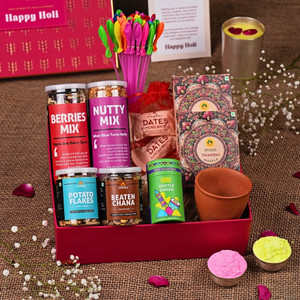 Omay Foods Luxe Delights Holi Gift Box I Premium Holi Hamper I Herbal ...