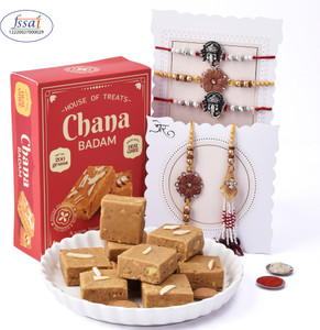 HyperFoods Chana Badam Barfi & 5 Rakhi Gift Set Paper Gift Box Price in ...