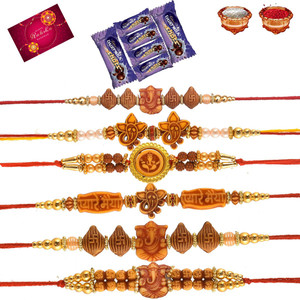 Clinkz GANESH RAKHI PACK OF 6 WITH CHOCOLATE_33339 Assorted Gift Box ...