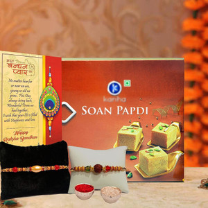 CraftVatika Rakhi for Brother Boy with Soanpapdi Sweet Box with Card ...