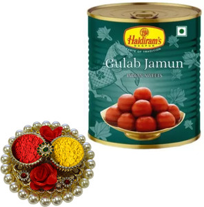 Haldiram's Gulab Jamun Tin 1kg With Haldi Kumkum Plate Assorted Gift ...