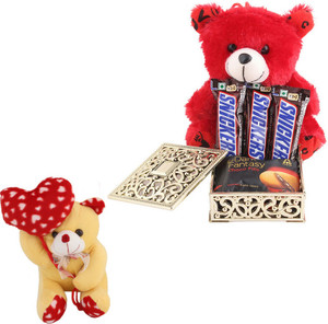 SurpriseForU Teddy Bear With Snickers | Teddy Beart With Heart Gift ...