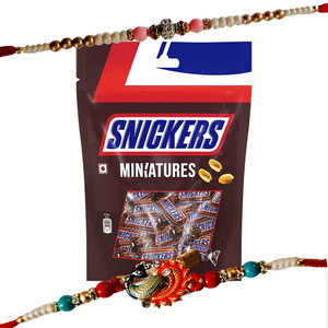 Gifts World Snickers Miniatures with Rakhi | 2 Set of Rakhi Assorted ...