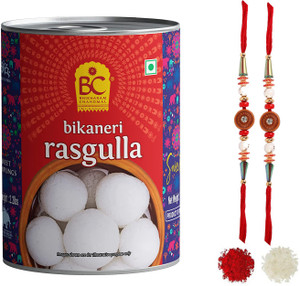 BHIKHARAM CHANDMAL Rasgulla 500 Gm & Simple Bhaiya Rakhi | Raksha ...