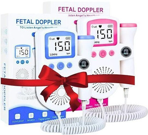 MDSS Fetal Doppler Baby Heartbeat Monitor - Pack of 2 (1 Pink & 1 Blue ...