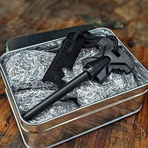 Nexshop Black Steel Fire Starter Kit Ferro Rod Camping Firesteel Bottle ...