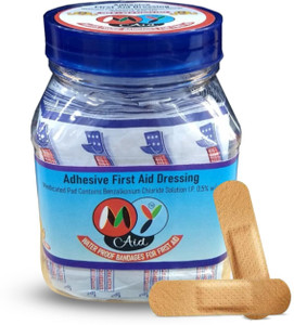 MyAid Waterproof Adhesive First Aid Dressing Strip Bandage, 100 Strips ...