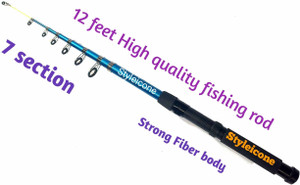 Styleicone 12 feet Strong Fiber fishing rod 360 cm -777 Blue Fishing ...