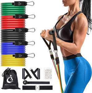 URFAVSTORE 11-Piece Resistance Bands workout Set, with Foam Handles ...