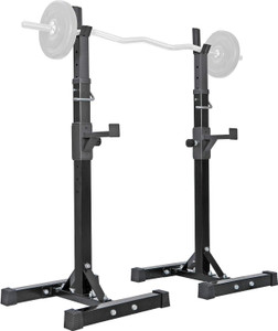 IRIS Solid Steel Adjustable Squat Rack and Bench Stand Set Multipurpose ...