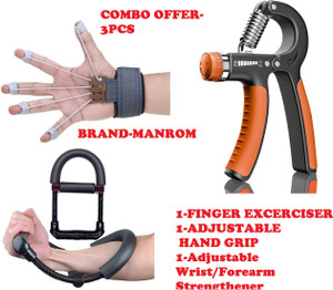 MANROM COMBO-3,ADJUSTABLE HANDGRIPPER+FINGER EXCERCISER AND ADJ.WRIST ...