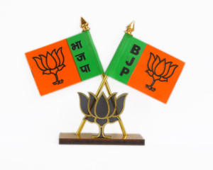 He and She SHOPPING BJP With 3d Phool Lotus Flag for car Dashboard ...