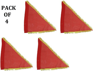 pushkar Red Flag Jhanda for Home or mandir Size - 18x18 Inches Triangle ...