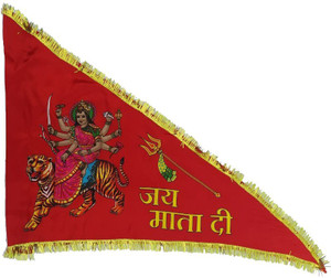 ITTUM Triangle Outdoor Flag Jai MATA Di Flag Jhanda (Size 35x26Inch ...