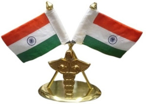 Kromtec Khadi National Flag with Brass Made Caduceus Symbol “The symbol ...