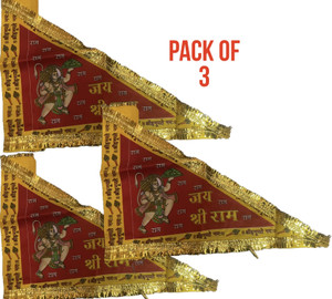 DKB Hanuman jhanda/flag(pack of 3) 11/17 inch Triangle Outdoor Flag ...