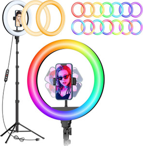 DawnRays 12" RGB Ring Light with Stand 12 Color Modes Dimmable Lighting ...