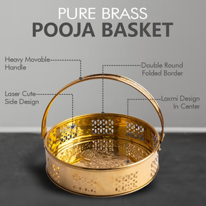 DOKCHAN Traditional Handcrafted Brass Flower basket for Pooja/Worship ...