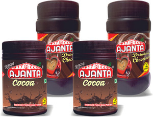AJANTA 2 Cocoa Powder (50g Each) 2 Drinking Chocolate (100g Each) Pack ...