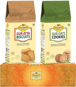 DHAMPUR GREEN Healthy Cookies Combo,Gur Oats Cookies & Gur Cracker ...