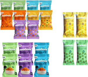 Madmix Snack Mix Combo: Millet Puffs, Bhujia, Raisins | Baked, Gluten ...