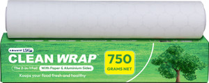 Cleanwrap 750 Grams 2-in-1 Aluminium Foil & Paper, Keeps Food Fresh ...