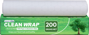 Cleanwrap 200 Grams 2-in-1 Aluminium Foil & Paper, Keeps Food Fresh ...