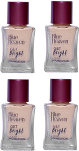BLUE HEAVEN GET BRIGHT LIQUID FOUNDATION 12ML PACK OF 4 Foundation ...