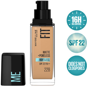 MAYBELLINE NEW YORK Fit Me Matte+Poreless Liquid Foundation (With Pump ...