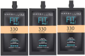 MAYBELLINE NEW YORK Fit me foundation 330 Toffee pack of 3 pouch (5ml ...
