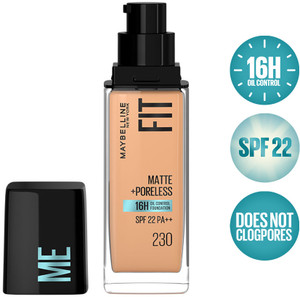 MAYBELLINE NEW YORK Fit Me Matte+Poreless Liquid Foundation (With Pump ...