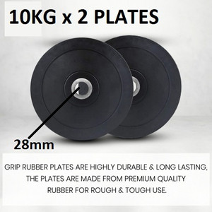 EXTREME FIT 20 kg Set of 10KG X 2 Rubber Plates 28mm inner hole ...