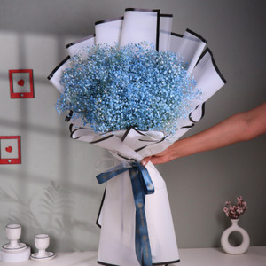 Floweraura Fresh Live Premium Flower Bouquet of Blue Gypso Bunch Flower ...