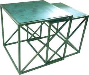 Amazing Creations Natural Metal Nested Green Patina Finish Tables set ...