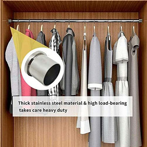 Volo Stainless Steel Round Closet Rod with End Supports 19 mm (Size : 3 ...