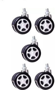 Briger Threaded Twin Castor Revolving Chair Wheel Black Set of 5 Foot ...