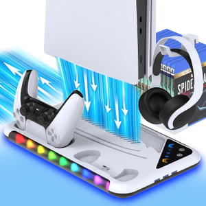 PSS PS5 Slim Consolel with 3 Levels Fan RGB LED, Dual Controller ...