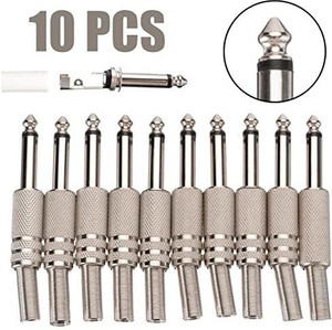 WON (Pack of 10) 6.35 mm Stereo Male Metal Pin Mic Pin Connector for ...